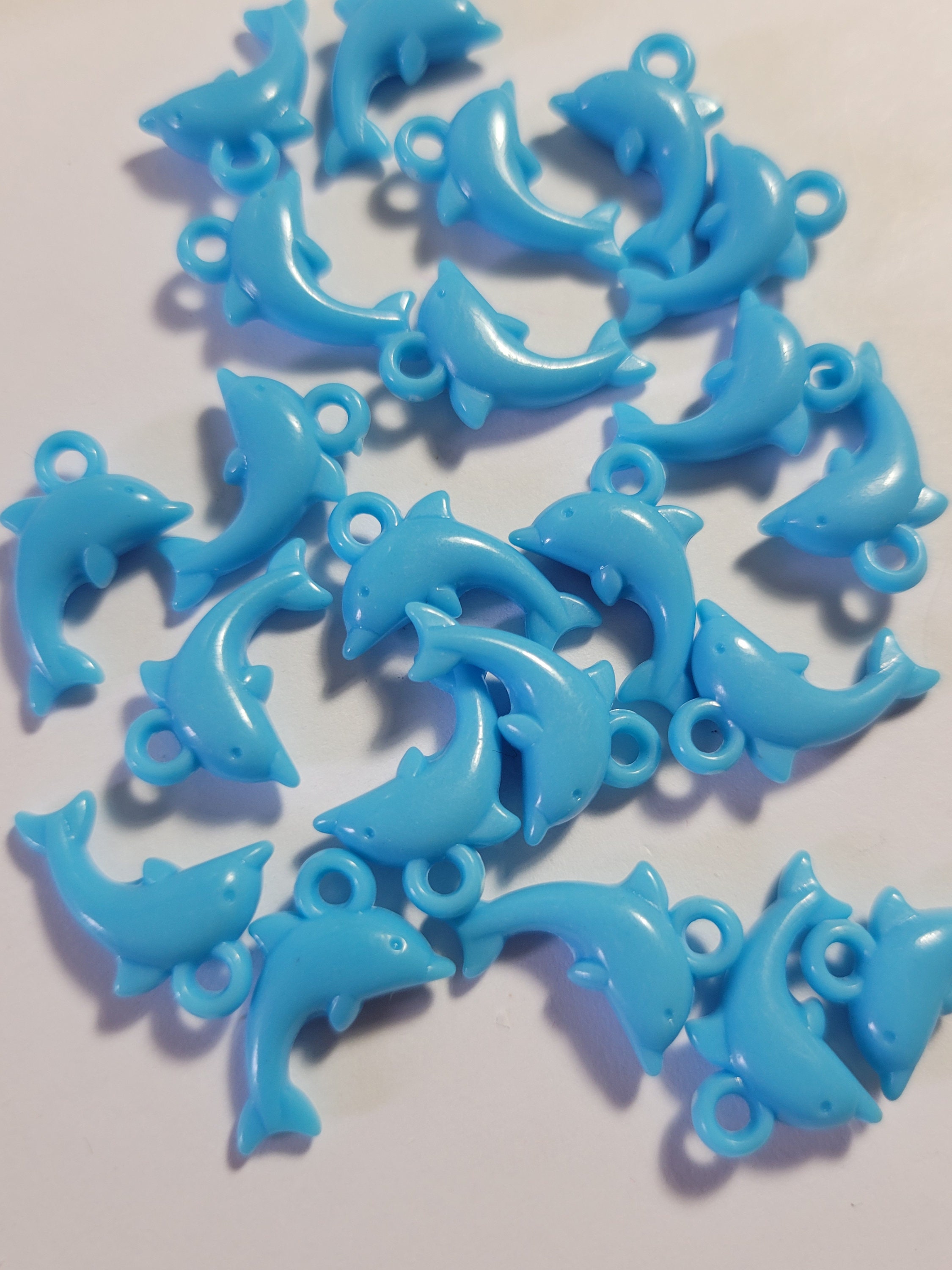 12 Beads 15mm Bright Blue Dolphin Shaped Plastic Beads - Etsy UK