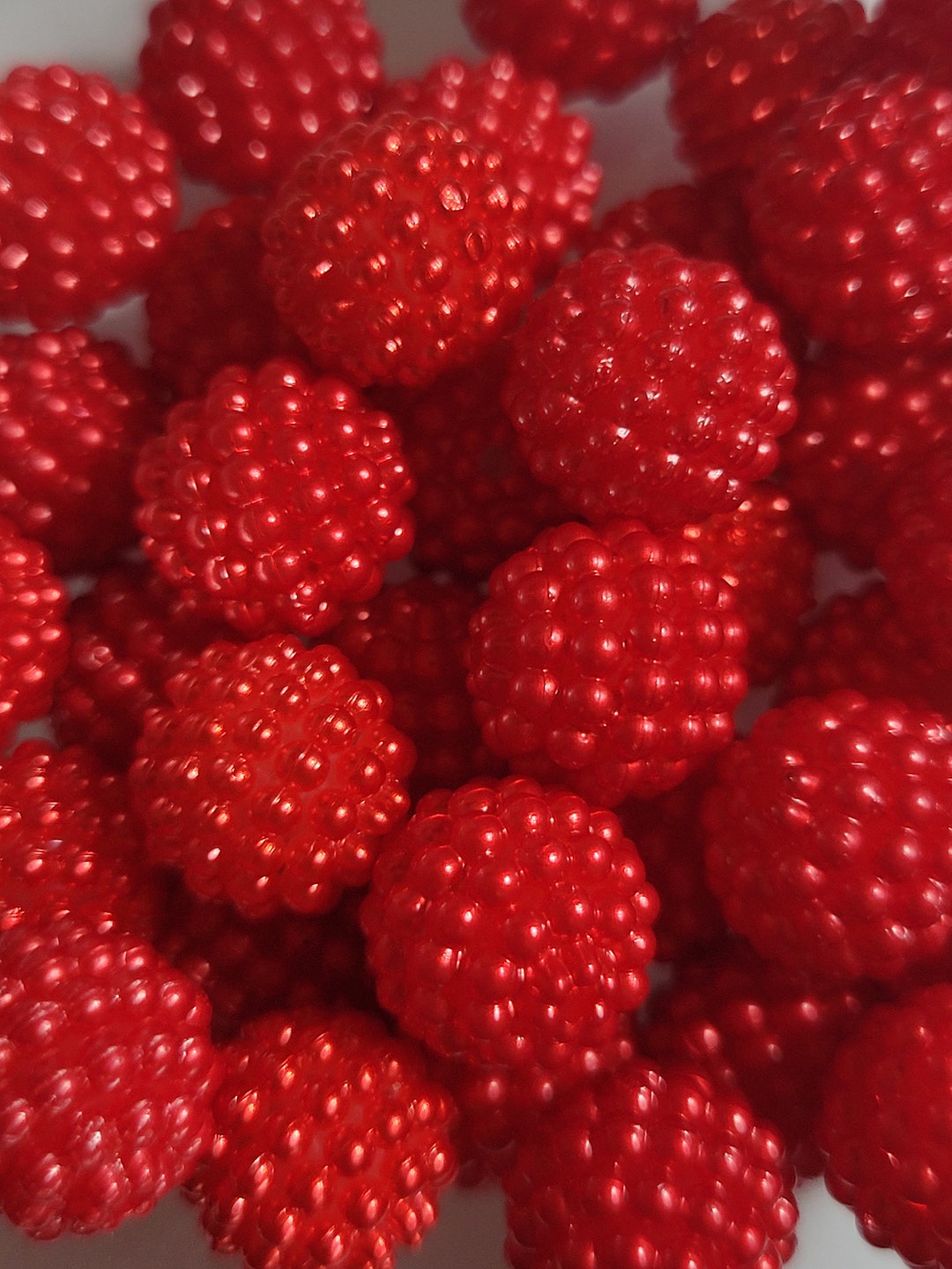 10 12mm Bright Red Acrylic Berry Beads, Red Pearl Bumpy Beads, Chunky ...