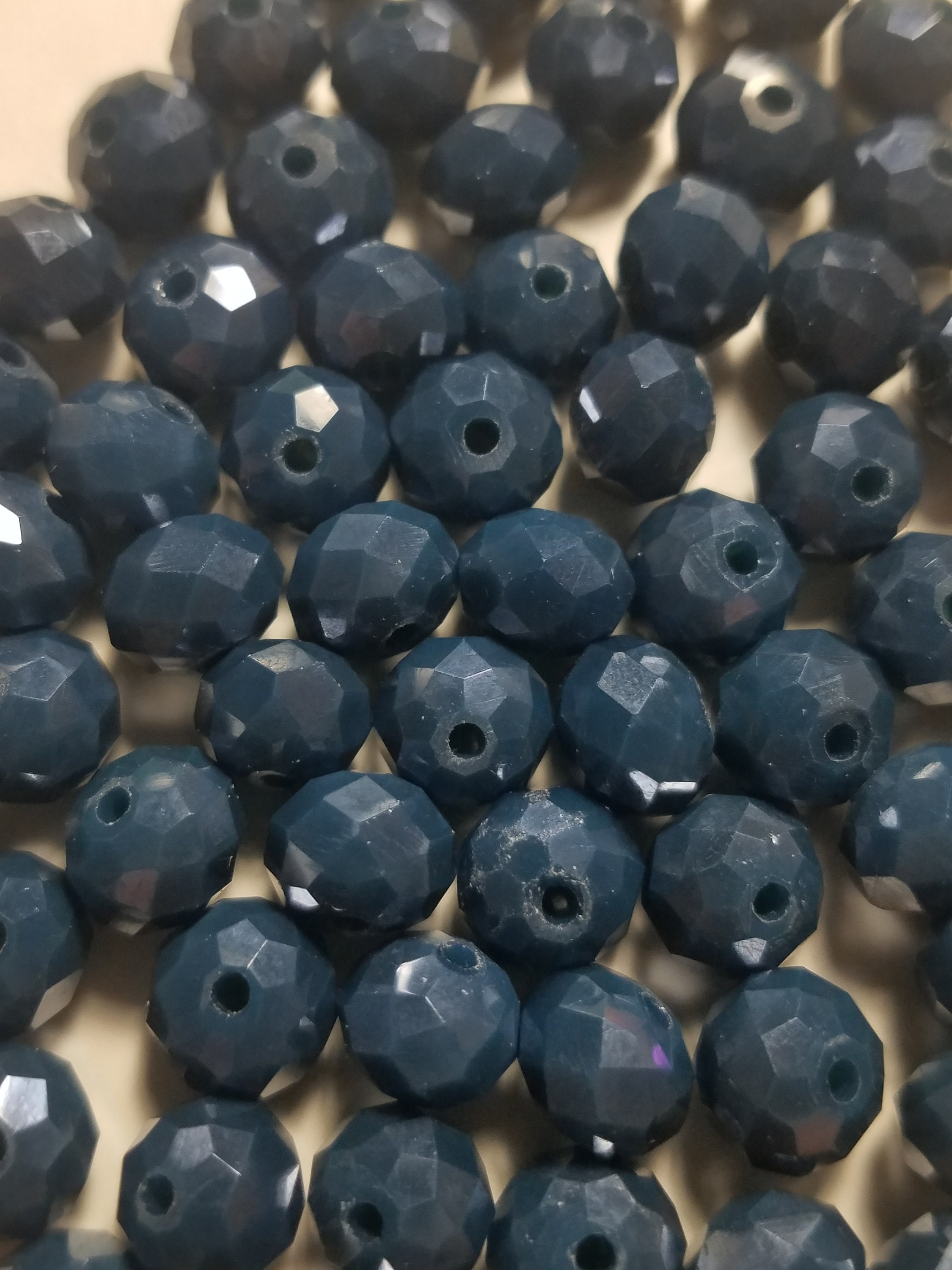 10 Beads 6mm x 8mm Faceted Midnight Blue Glass Crystal | Etsy