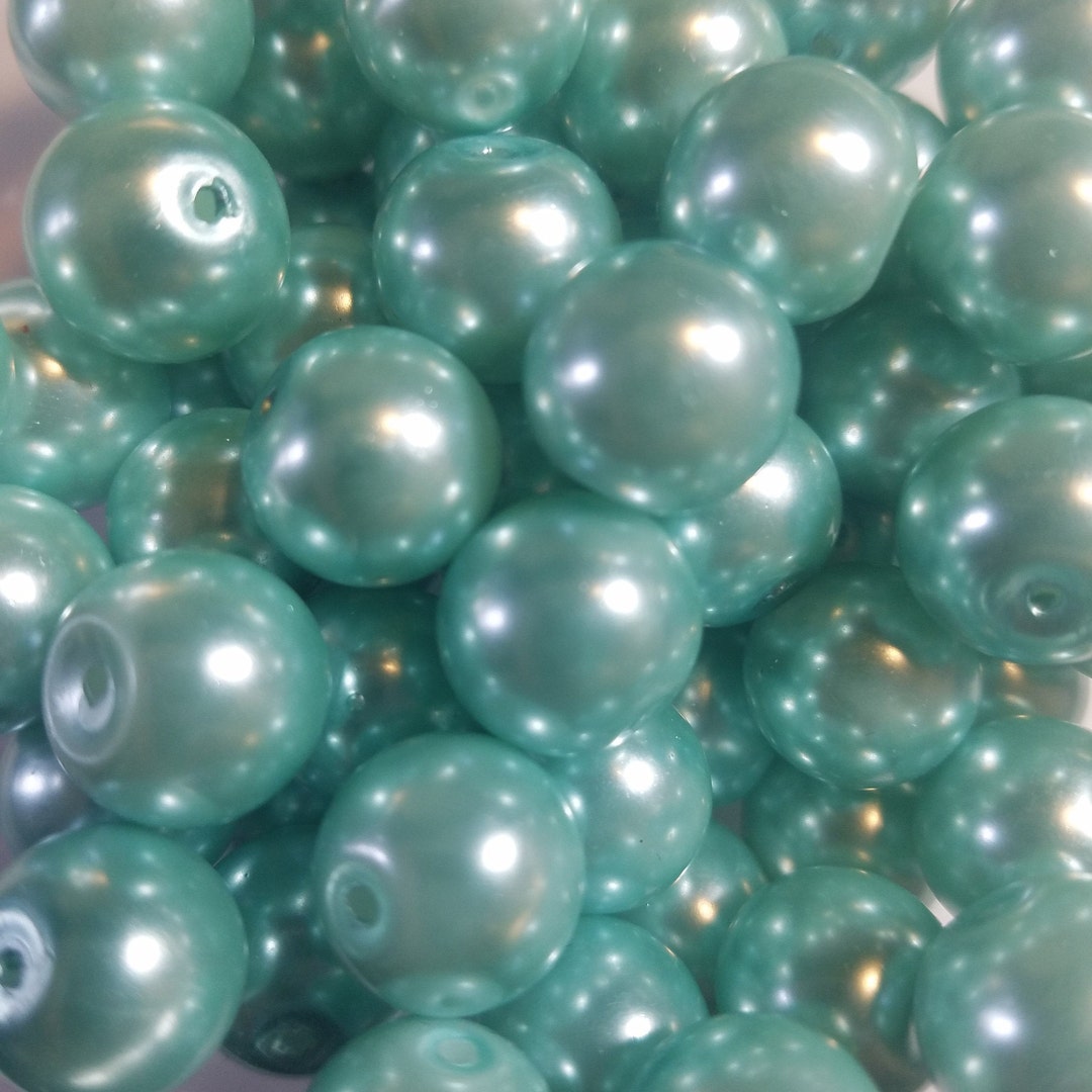 10 Beads 10 Yummy Mint Green Pearl Glass Beads, Mint Green Gumball ...