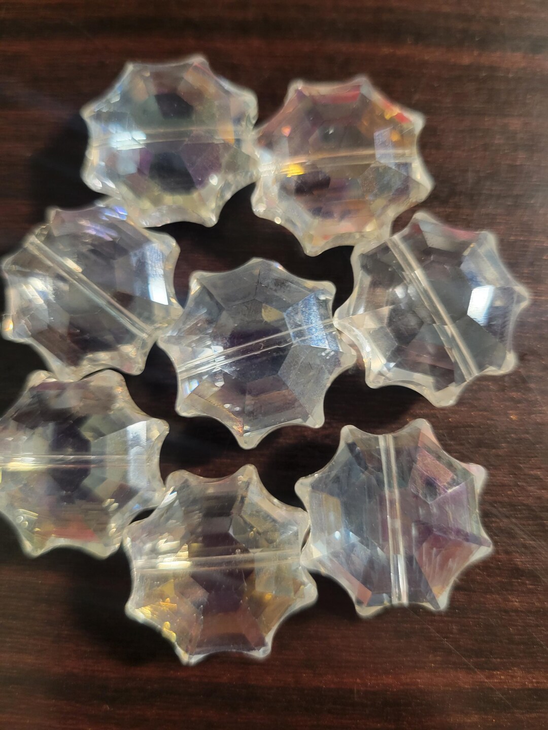 1 - Large Clear Starburst Glass Crystal Bead, 20mm Large Crystal ...