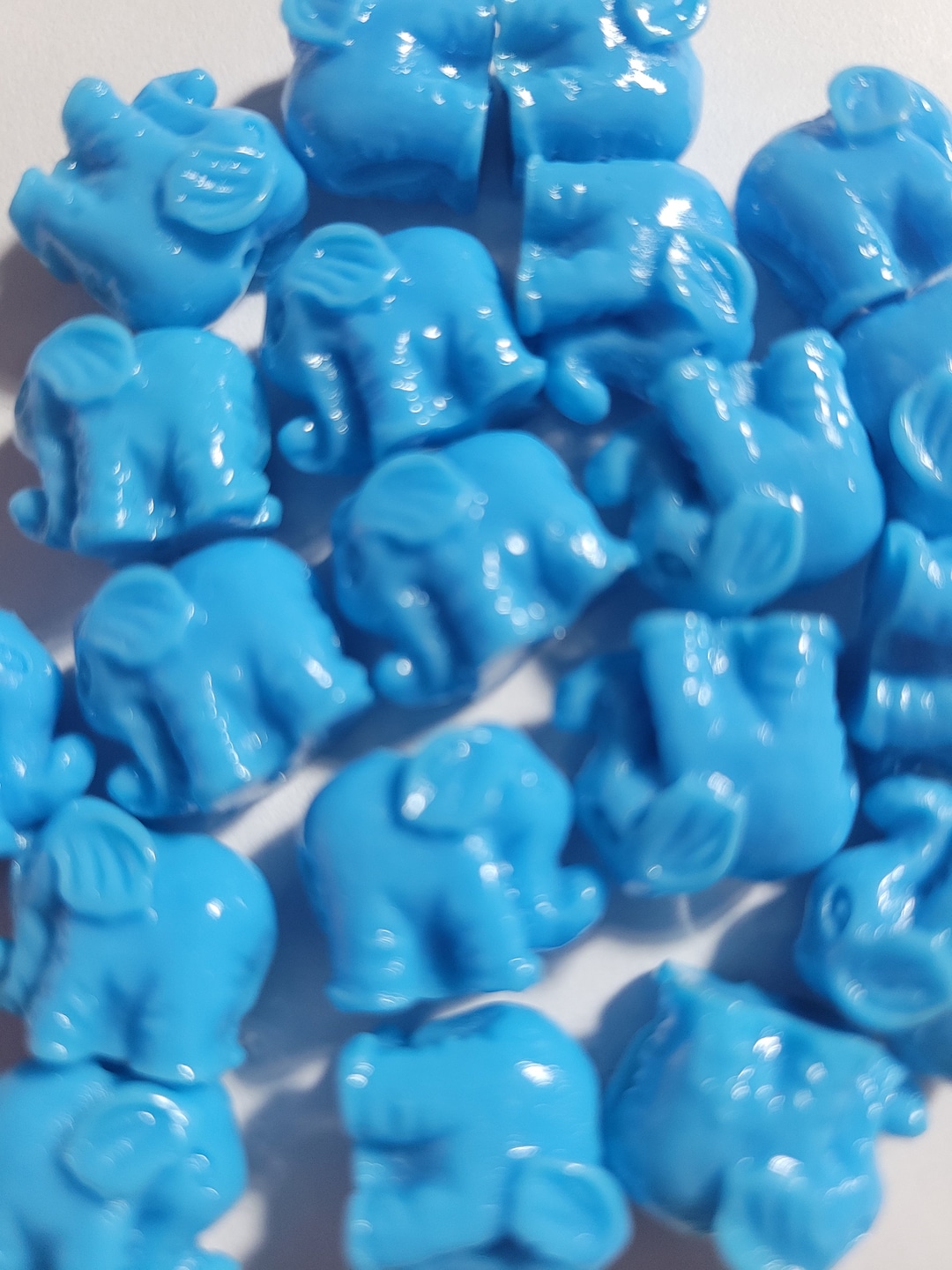 5 - Bright Blue Acrylic Elephant Beads, Small Plastic Elephant Beads ...