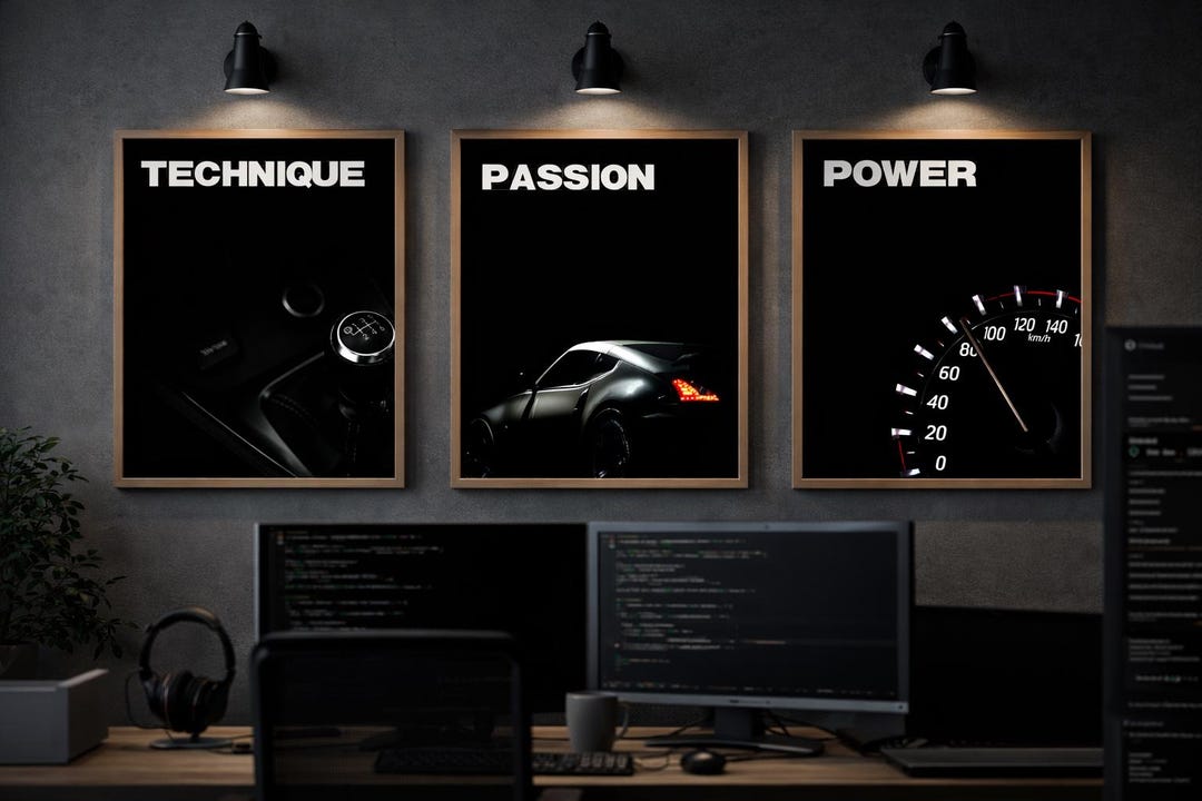 Automotive Wall Art Set – Technique, Passion & Power Posters (set of 3 ...