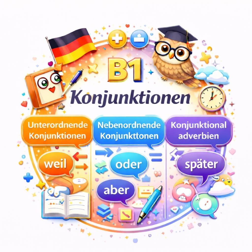 German B1 Conjunctions Exercises and Examples (A4 Format) - Etsy