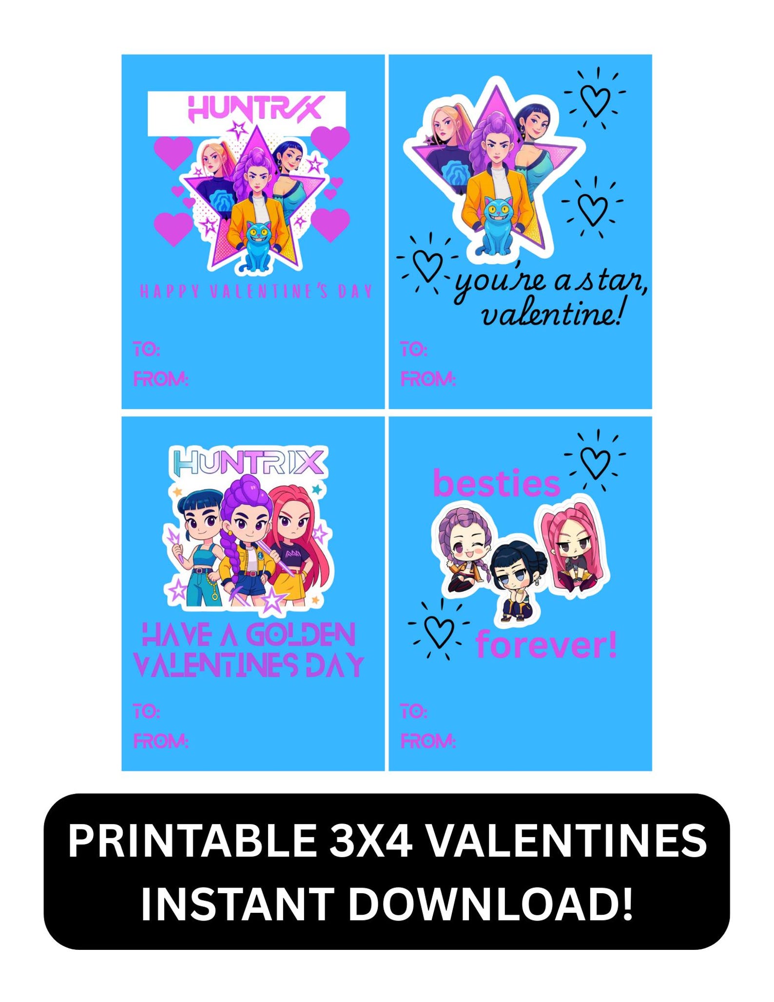KPOP Demon Hunters Huntrix Valentines Printable, School Events ...