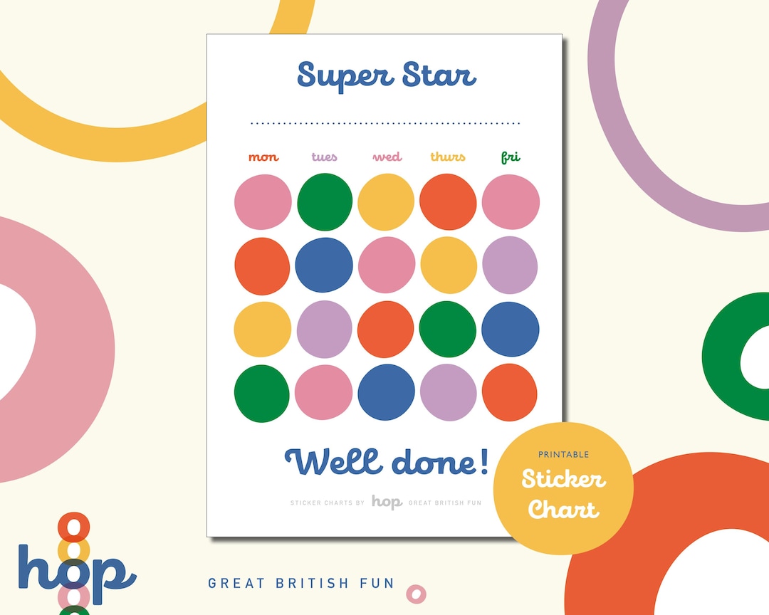 Printable School Weekdays Sticker Reward Chart for Children Toddlers ...