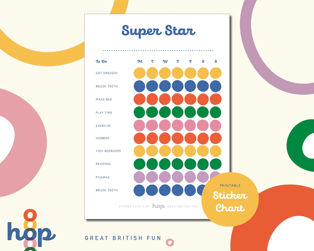 Printable Listed Daily Tasks Sticker Reward Chart for Children Toddlers ...