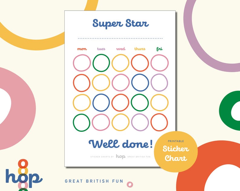 Printable School Weekdays Sticker Reward Chart for Children Toddlers ...
