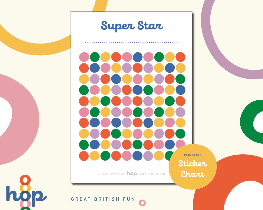 Printable 100 Sticker Reward Chart for Children Toddlers Kids, Rainbow ...