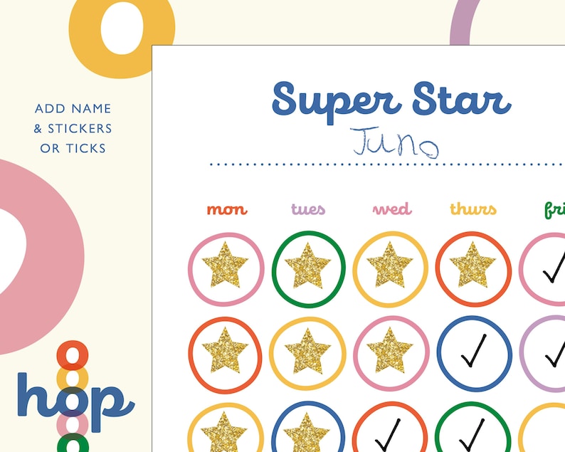 Printable School Weekdays Sticker Reward Chart for Children Toddlers ...