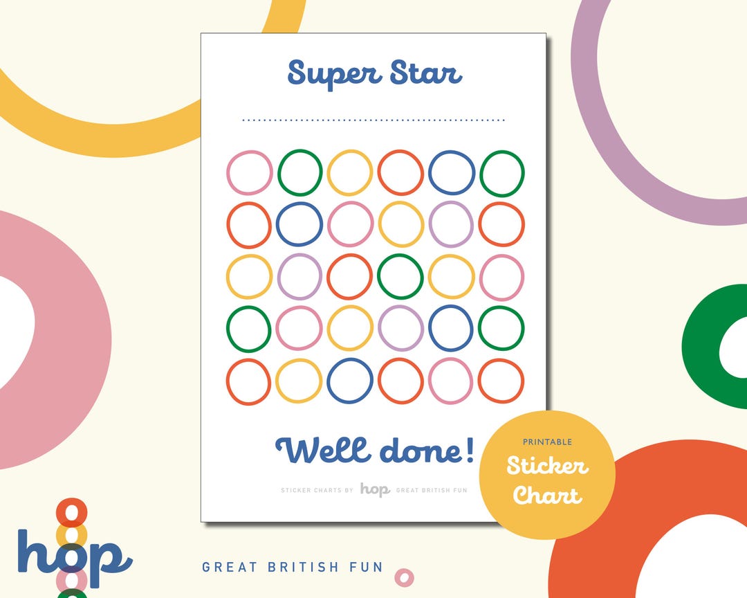 Printable Monthly Sticker Reward Chart for Children Toddlers Kids ...