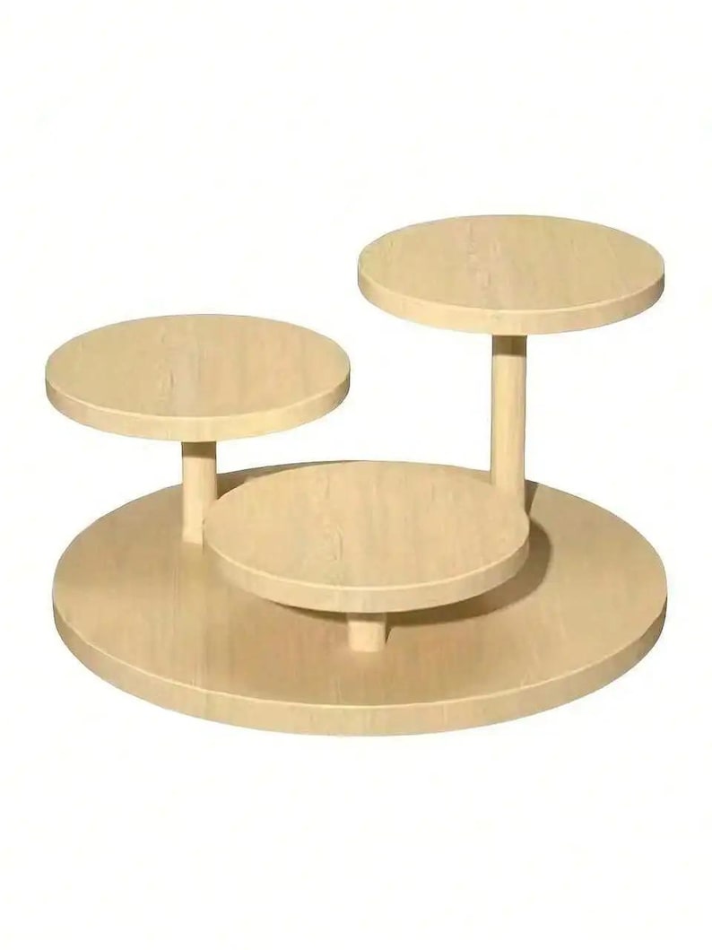 Modern Wooden Tiered Display Stand – 3 Level Round Dessert & Product ...