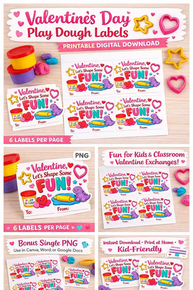 Valentine’s Day Play Dough Printable Labels | Kids Valentine Gift ...
