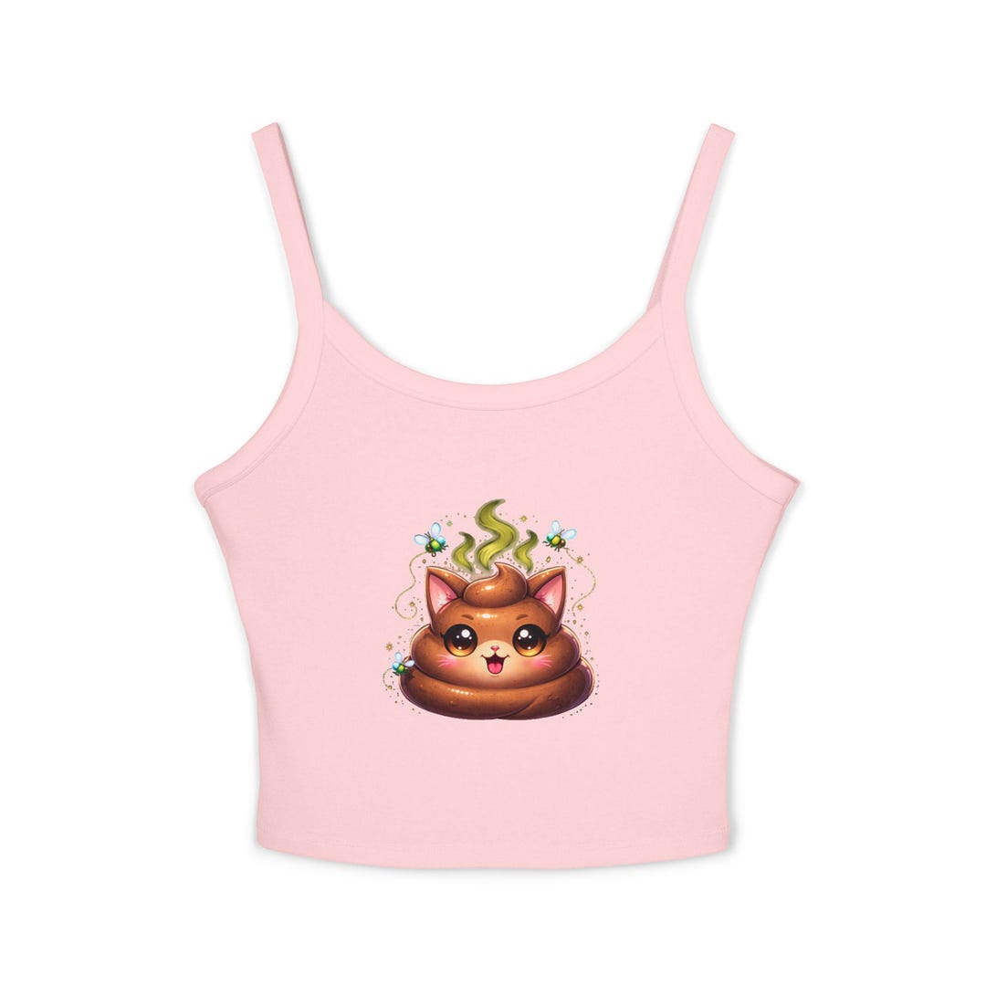 Kawaii Cat Poop Emoji Spaghetti Strap Tank Top | Cute Animal Graphic - Etsy
