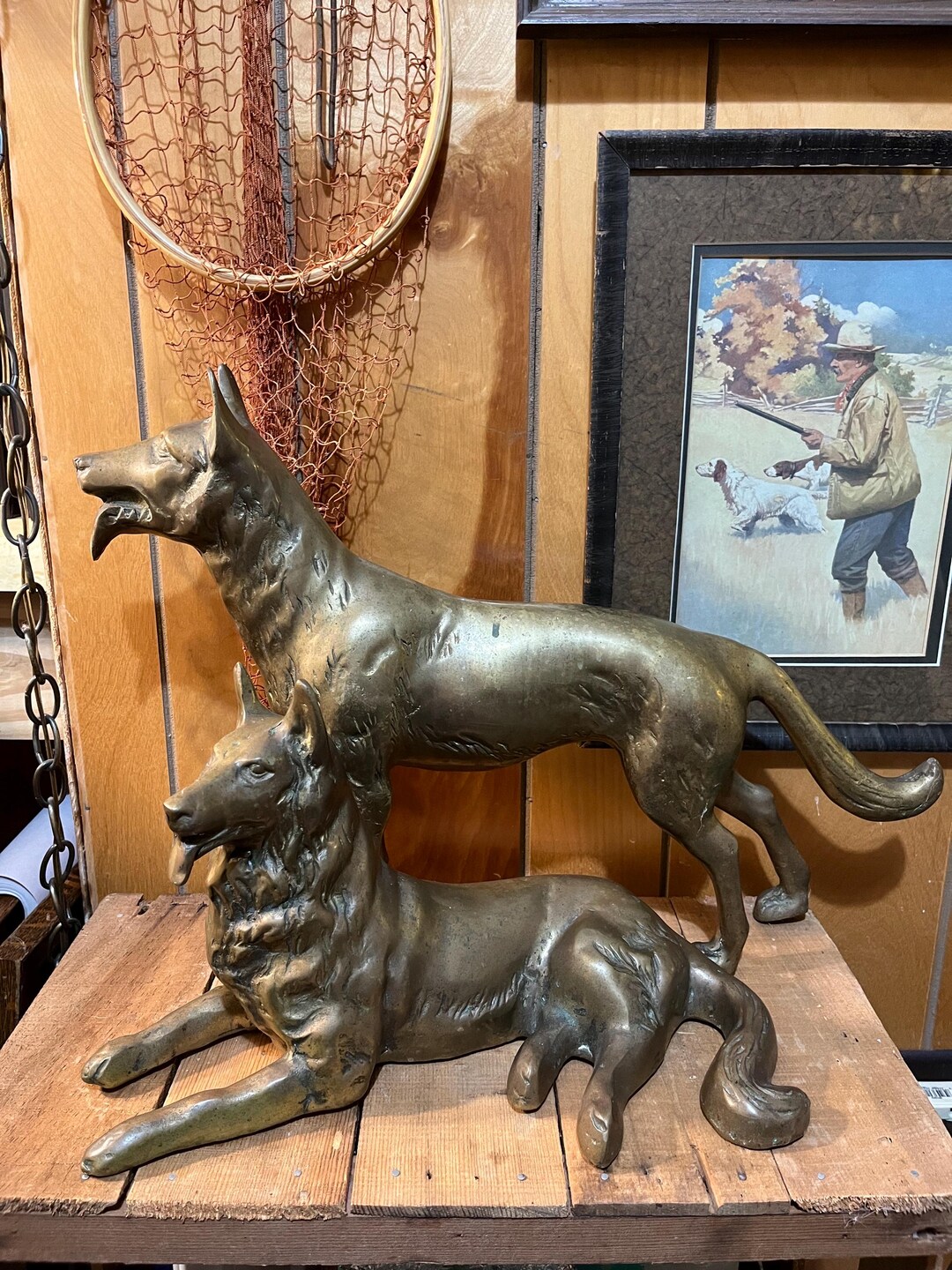 Vintage Pair of Brass Shepherd Dog Statues - Etsy