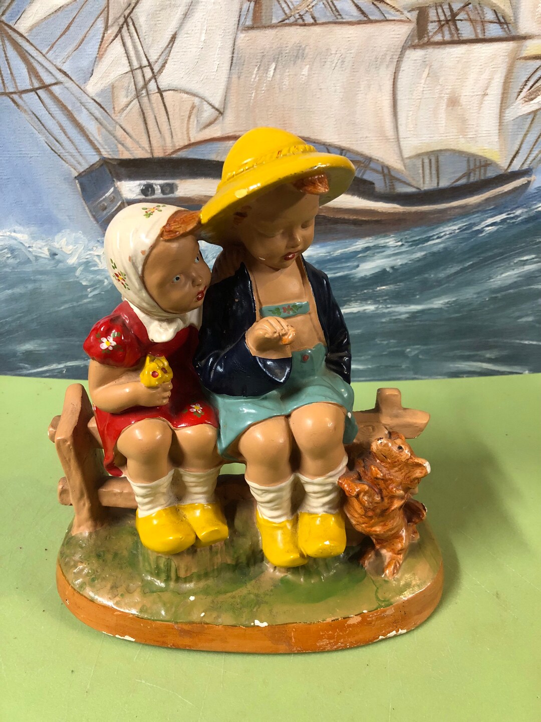 Vintage Alexander Backer Co Boy and Girl Chalkware - Etsy