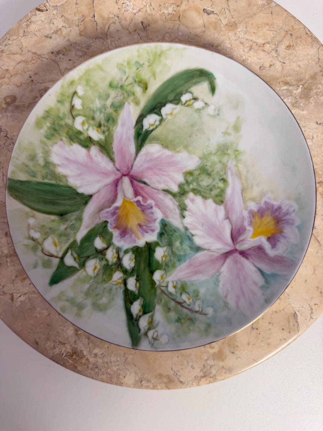 Hand Painted Orchid Decorative Plate | Vintage Floral Porcelain Art ...