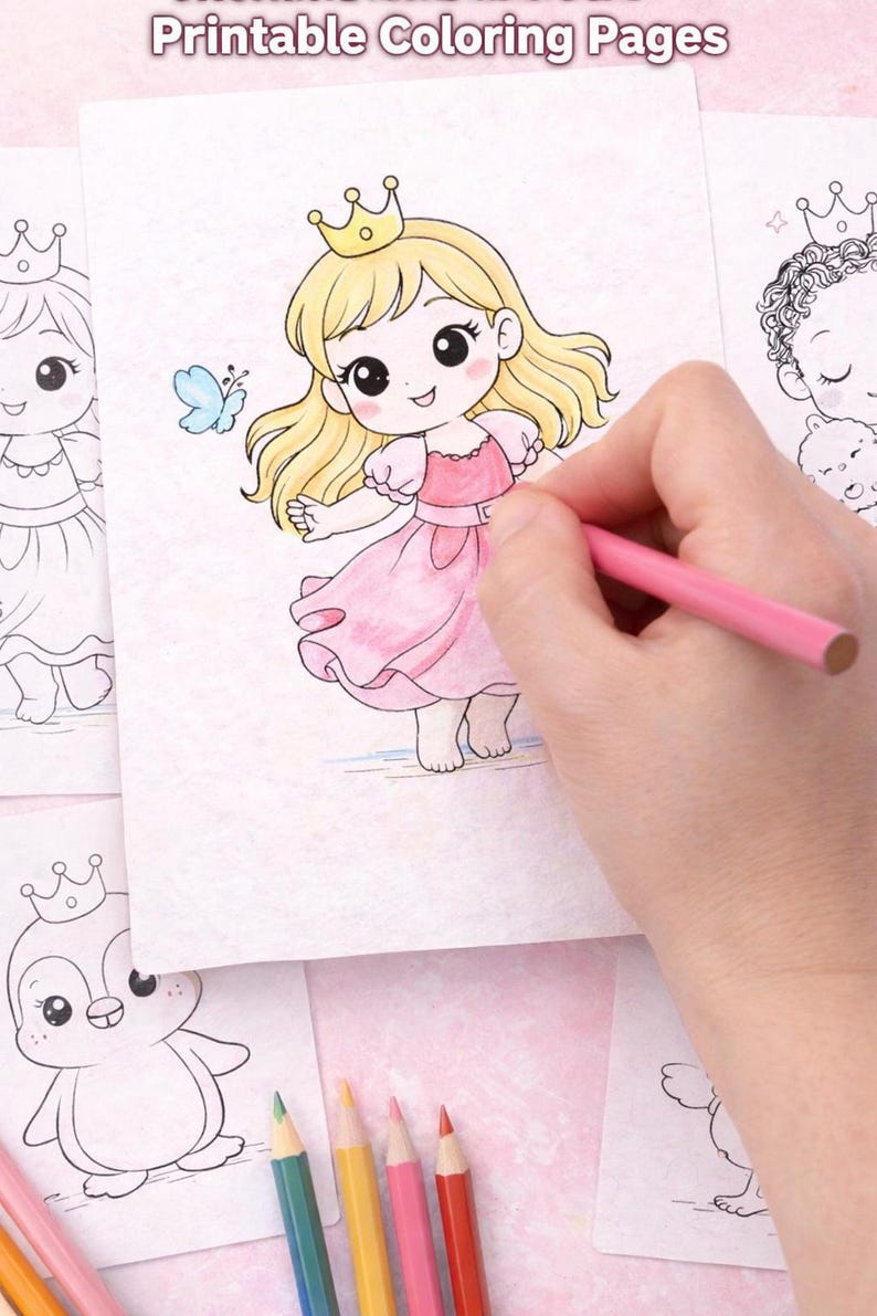 Princess & Pets Coloring Book – Printable PDF for Kids and Gentle ...
