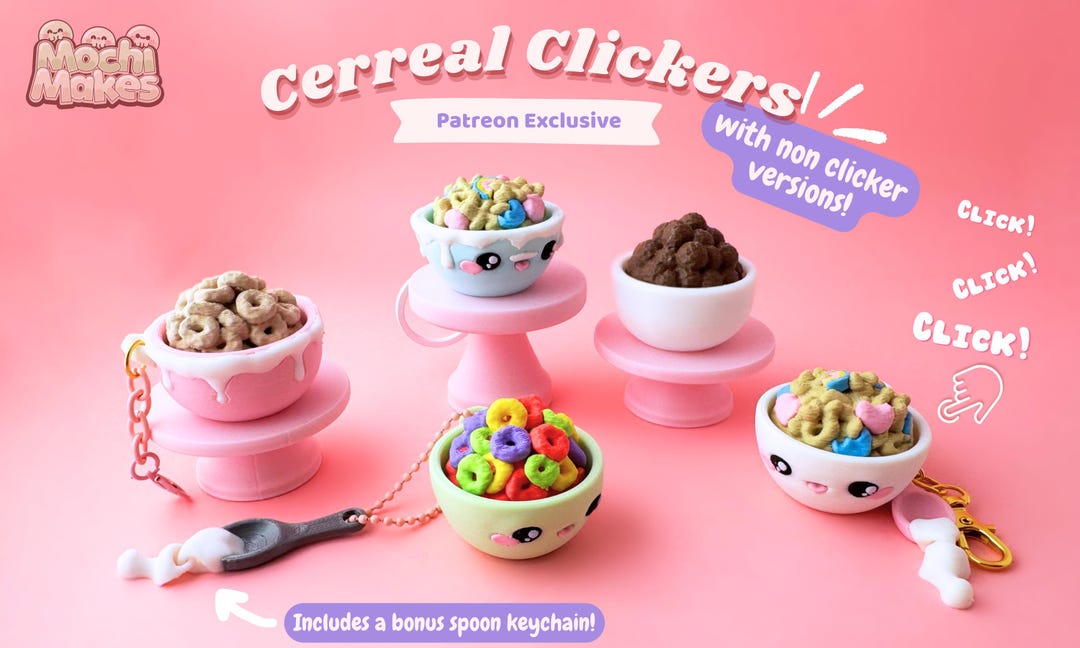 Cereal Bowl Clicker – Cute Fidget Toy & Keychain (with Bonus Spoon ...