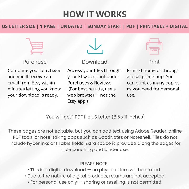 Half-hour Weekly Schedule Printable, Sunday Start, Time Blocking (PDF ...