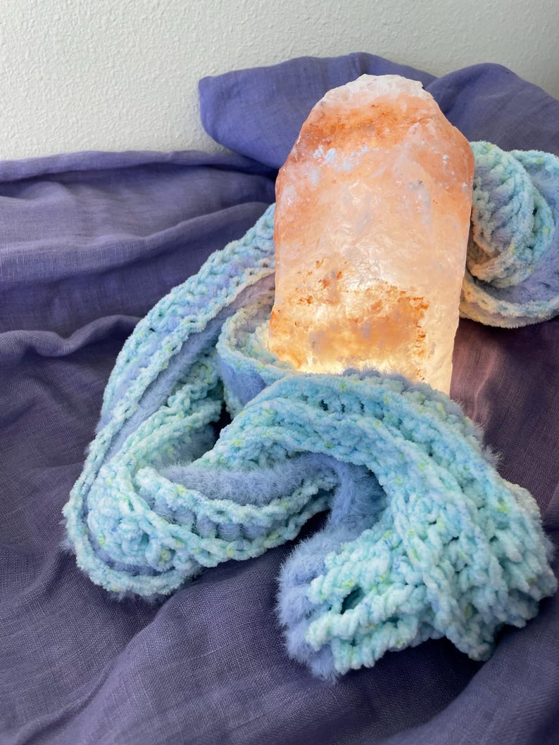 Handmade Crochet Infinity Scarf in Soft, Chunky, Pastel Blue Yarn - Etsy
