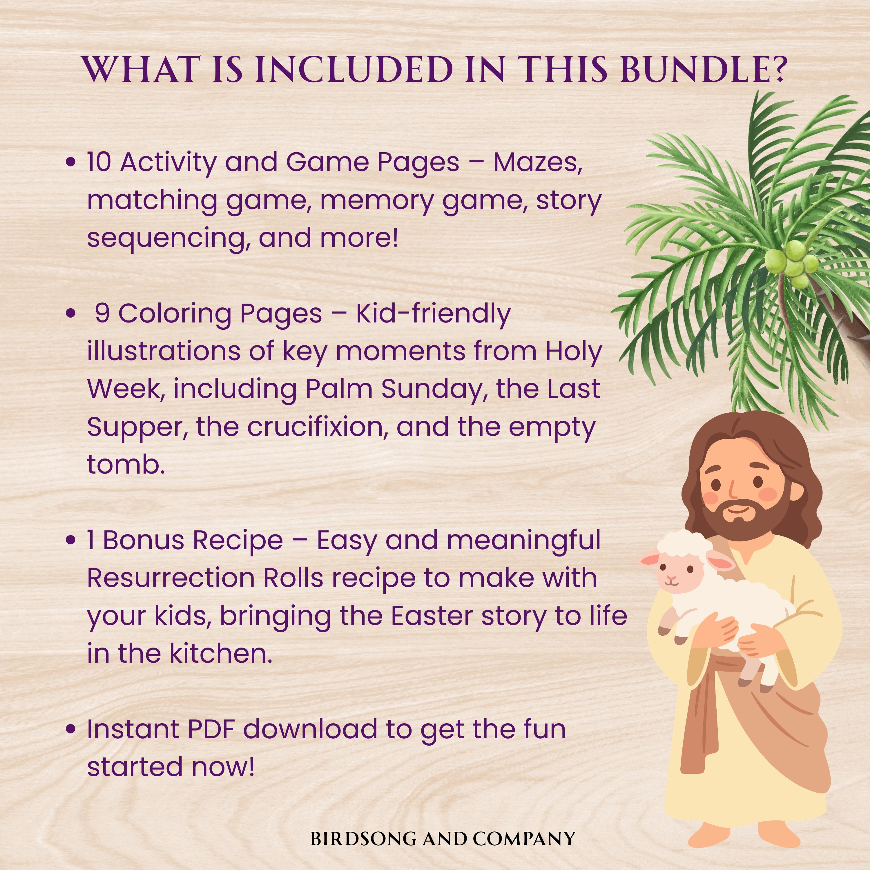 PRINTABLE Holy Week Activity Book for Kids | Easter Coloring, Games ...