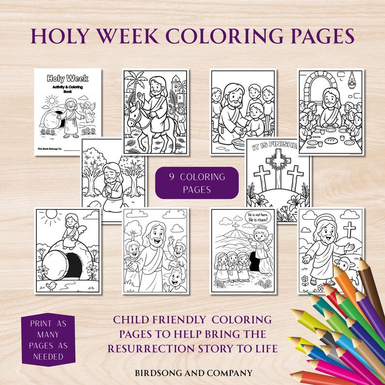 PRINTABLE Holy Week Activity Book for Kids | Easter Coloring, Games ...