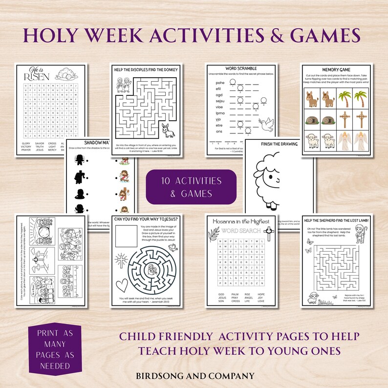 PRINTABLE Holy Week Activity Book for Kids | Easter Coloring, Games ...
