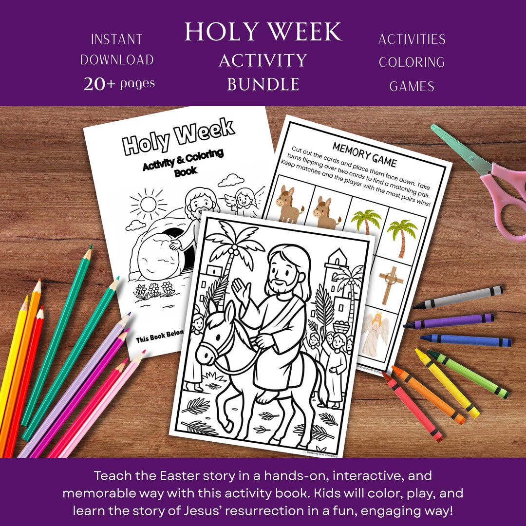 PRINTABLE Holy Week Activity Book for Kids | Easter Coloring, Games ...