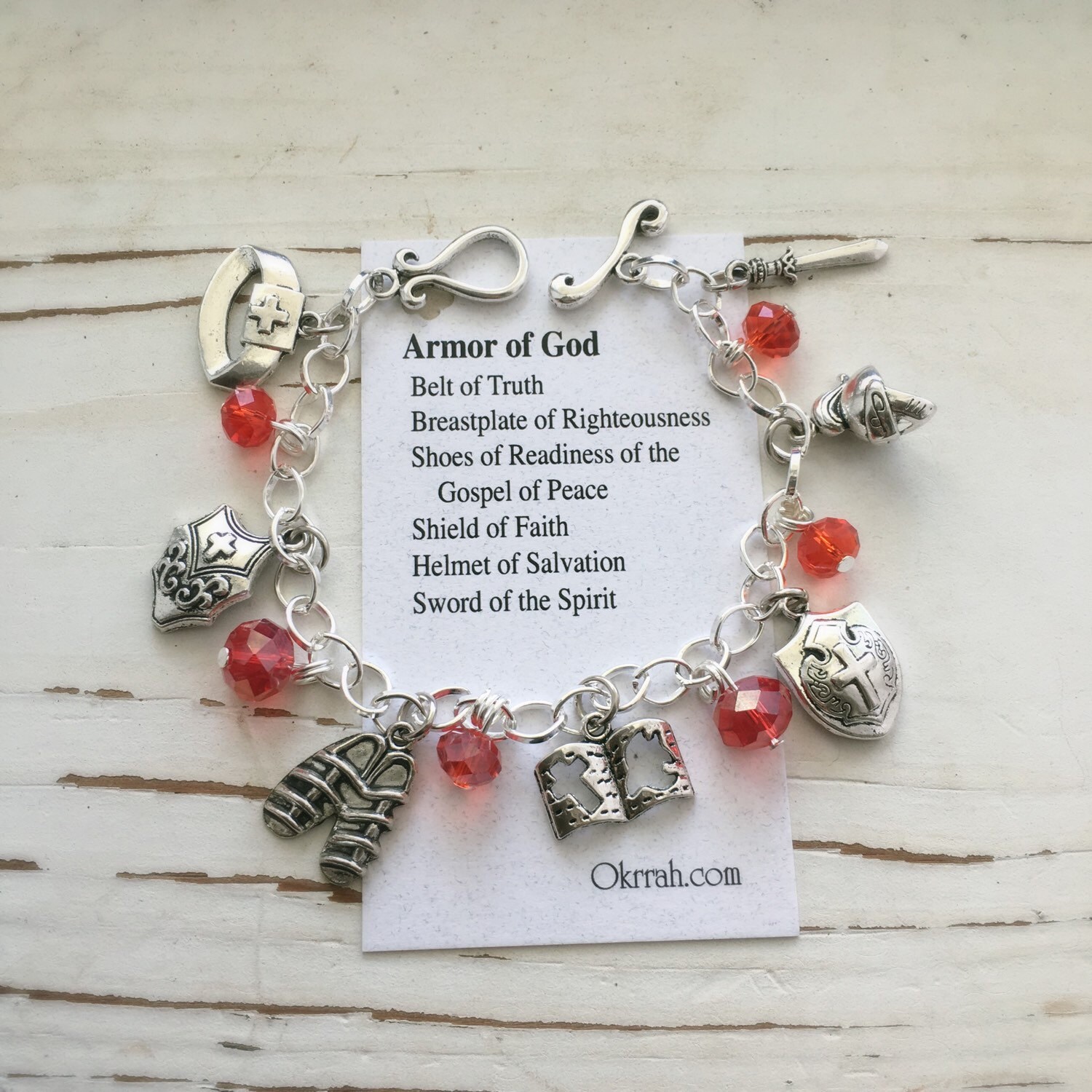 Armor of God Handmade Charm Bracelet With CRYSTALS and Card | Etsy