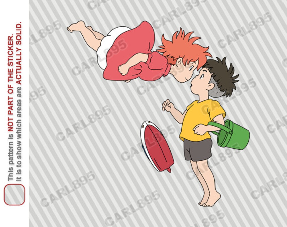 Ponyo Inspired Ponyo and Sosuke Kiss Wall Art Applique | Etsy