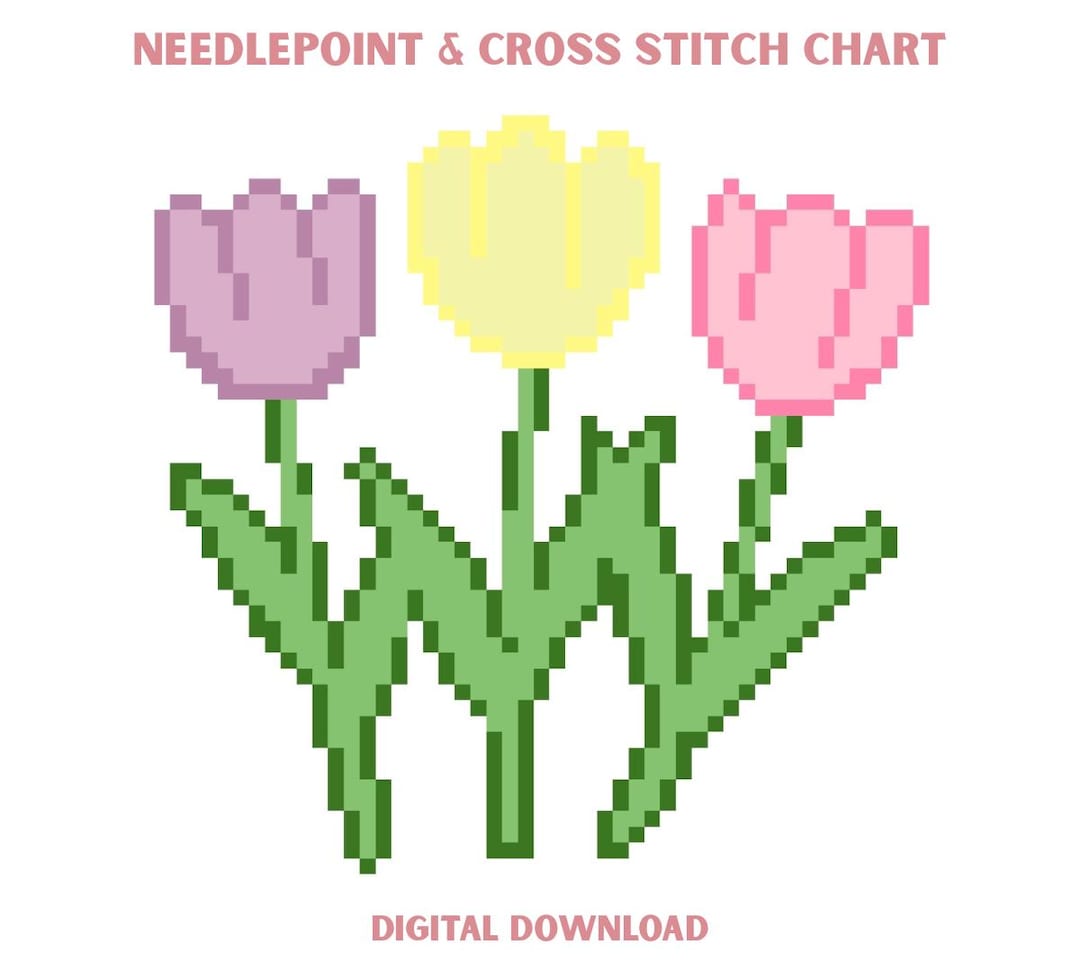 Tulip Needlepoint Chart | Digital Download | Beginner Friendly Spring ...