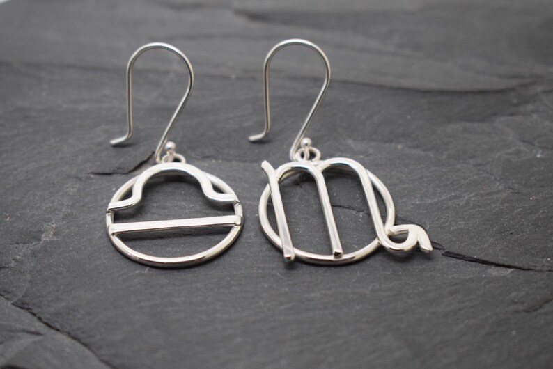 Libra Scorpio cusp earrings in sterling silver zodiacs | Etsy