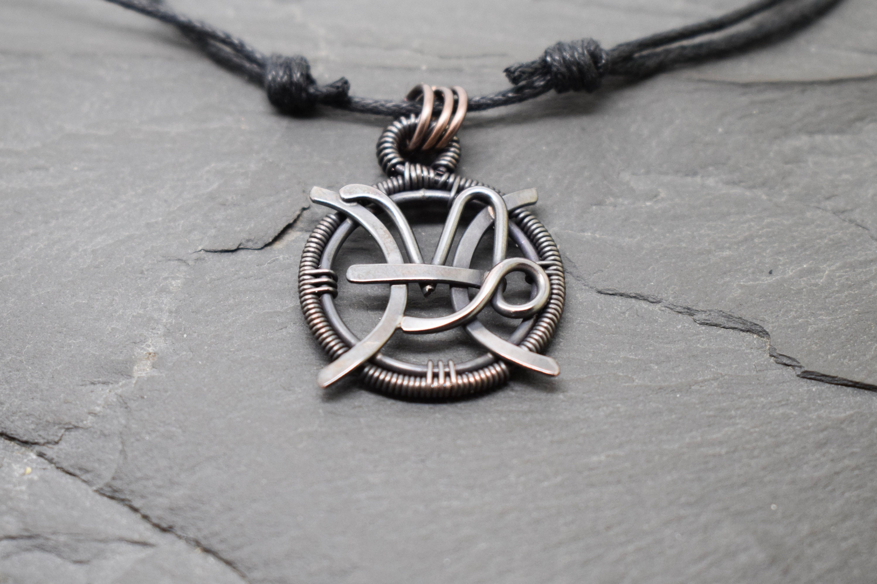 Capricorn Pisces necklace wire wrapped copper oxidised | Etsy
