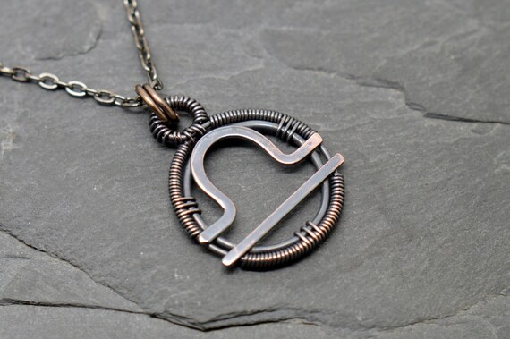 Libra Necklace Wire Wrapped Oxidised Copper - Etsy