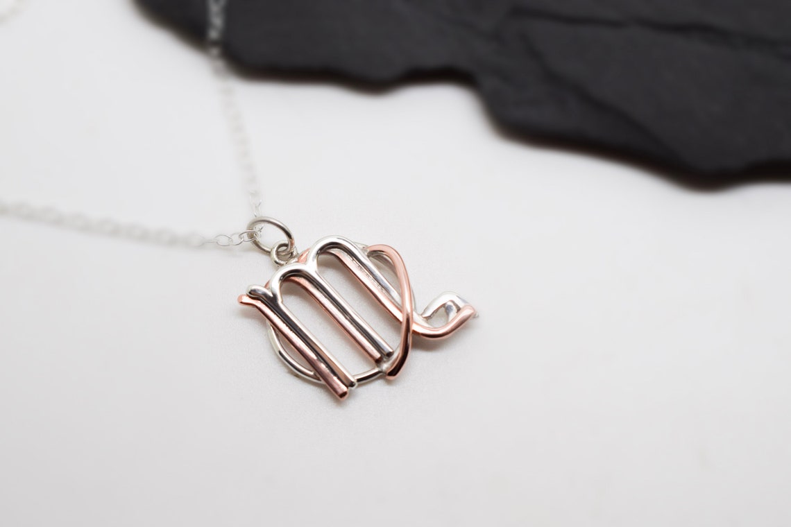 Miniature Virgo Scorpio Necklace Sterling Silver and Polished - Etsy