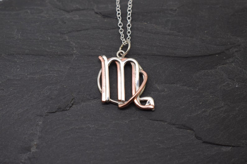 Miniature Virgo Scorpio Necklace Sterling Silver and Polished - Etsy