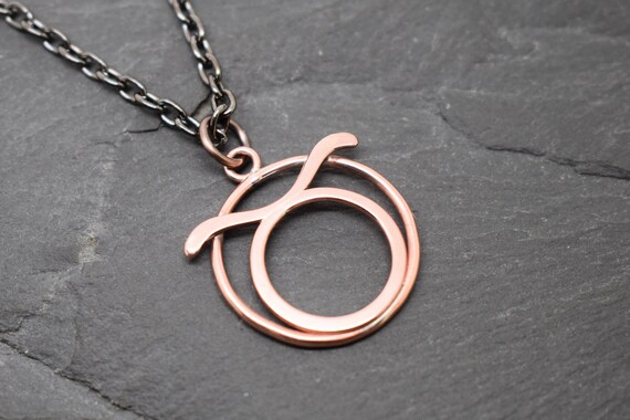 Taurus Necklace Polished Copper Zodiac | Etsy