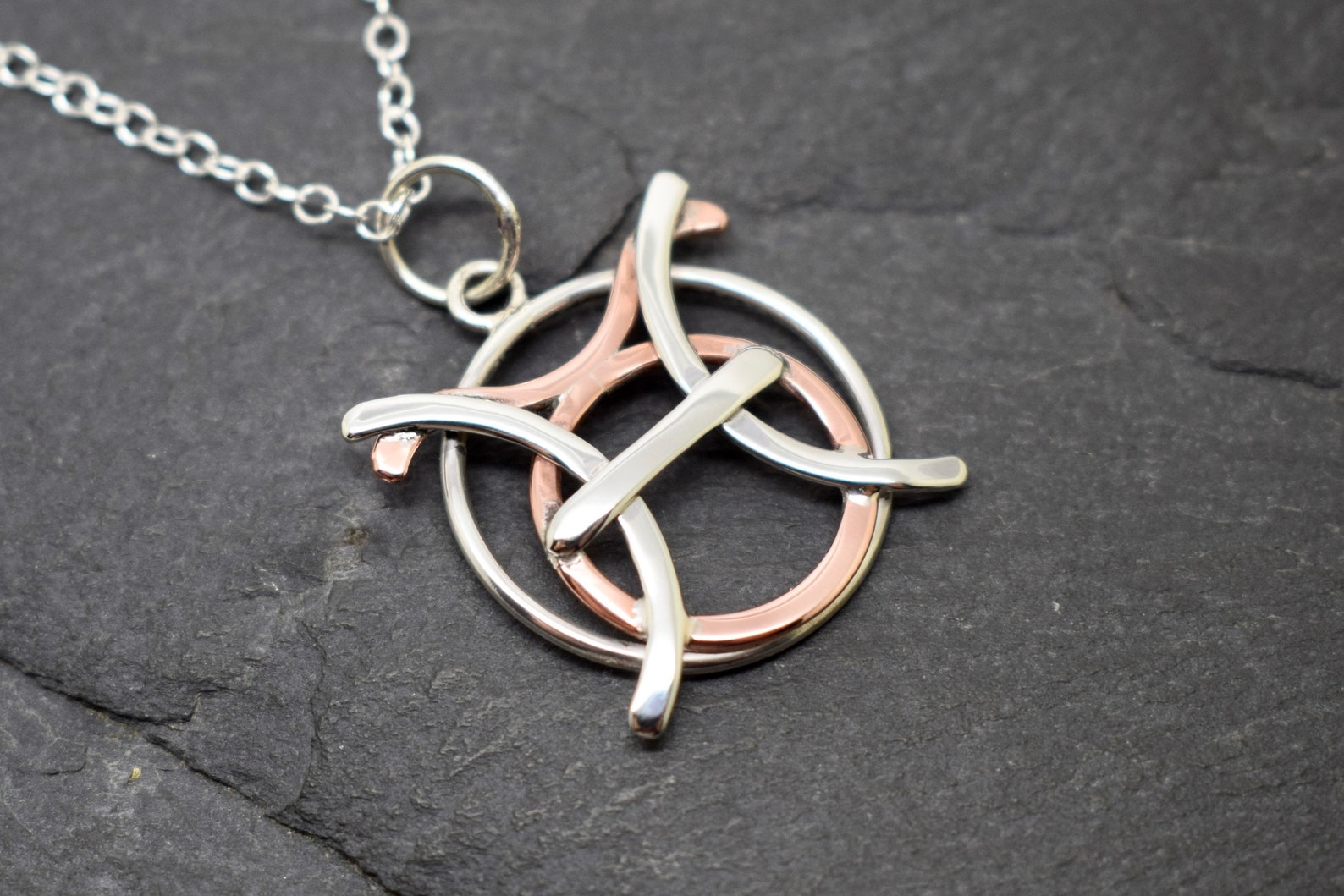 Pisces Taurus Necklace Sterling Silver and Polished Copper | Etsy