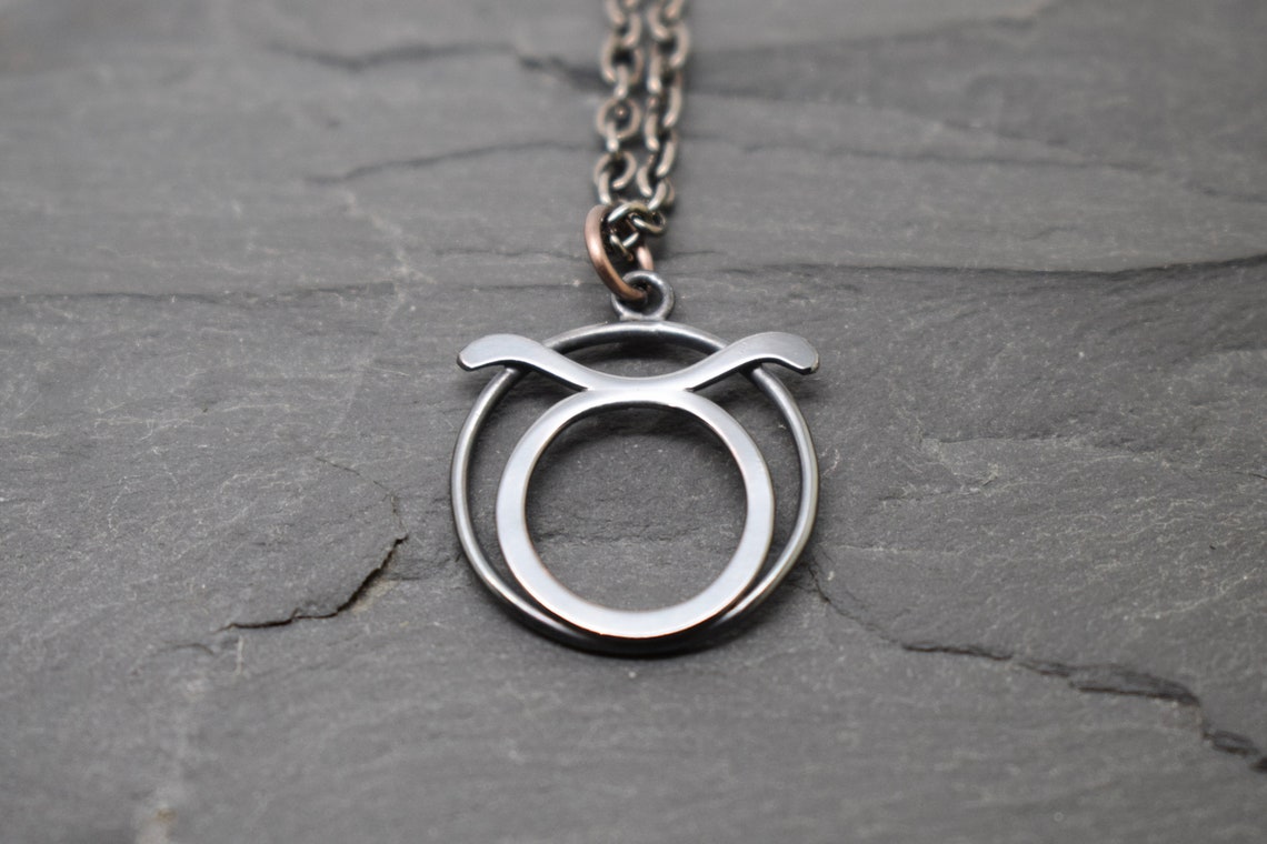 Taurus Necklace Oxidised Copper Zodiac - Etsy