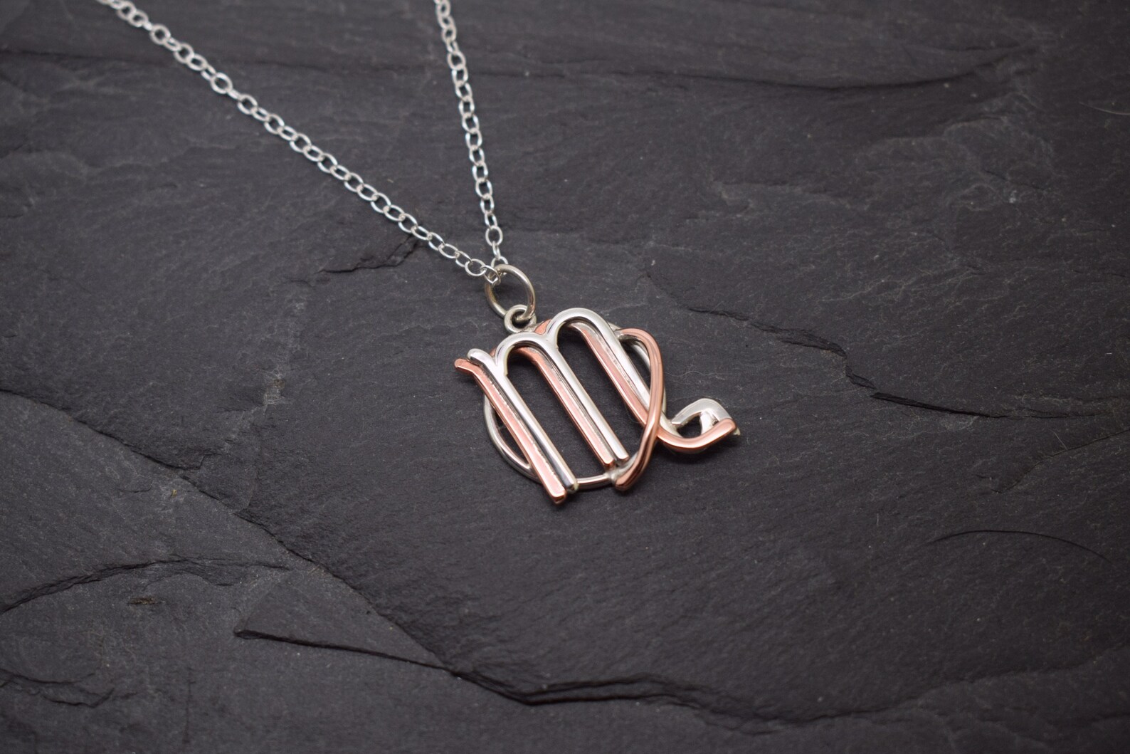 Miniature Virgo Scorpio Necklace Sterling Silver and Polished - Etsy
