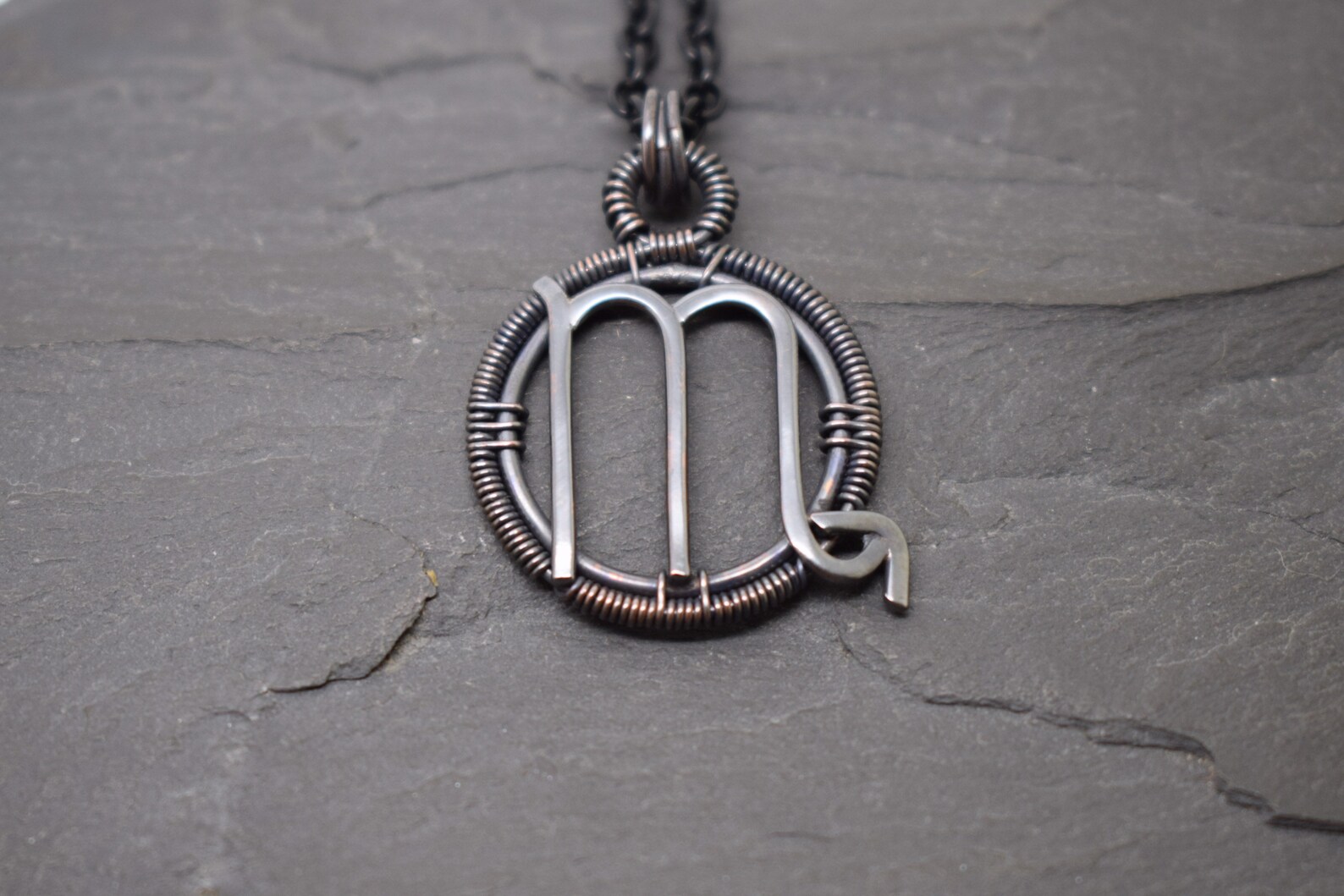 Scorpio Necklace Wire Wrapped in Oxidised Copper Zodiac - Etsy