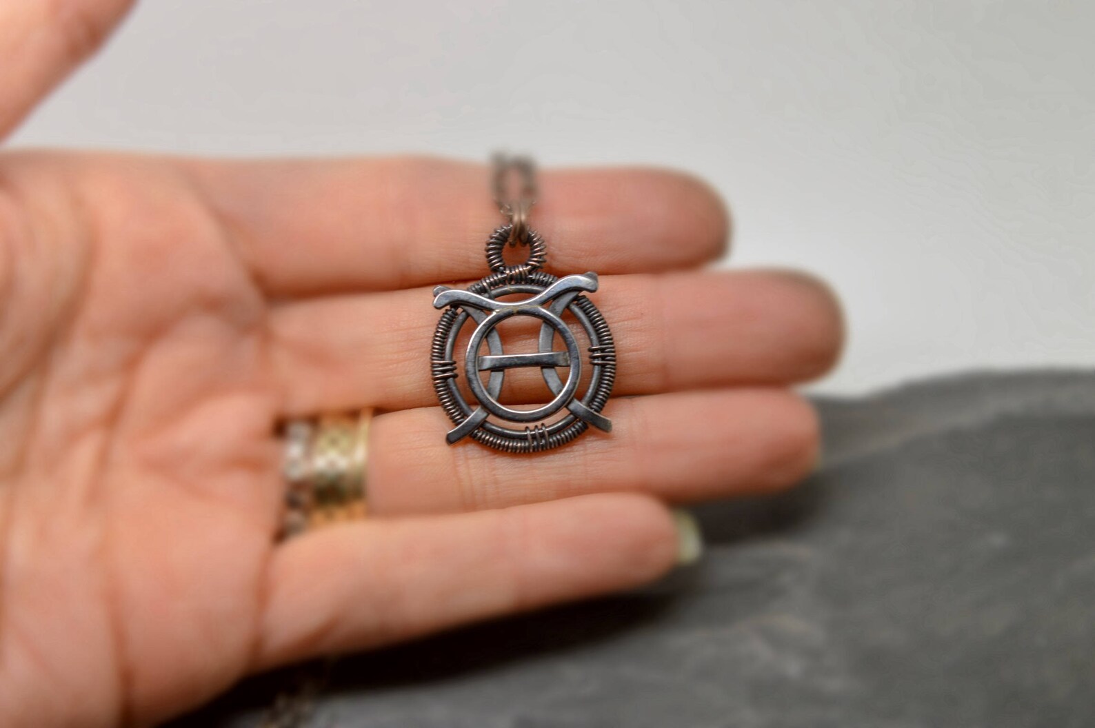 Taurus Pisces Wire Wrapped Oxidised Copper Combined Zodiacs - Etsy