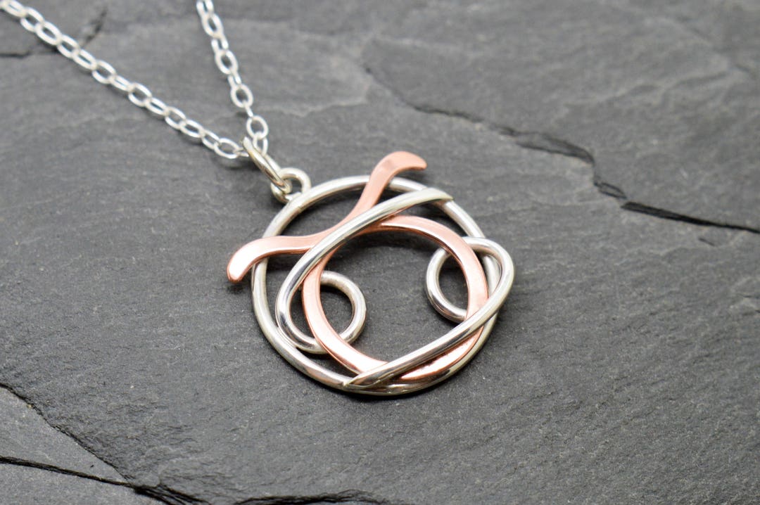 Taurus Cancer Necklace Sterling Silver and Polished Copper - Etsy