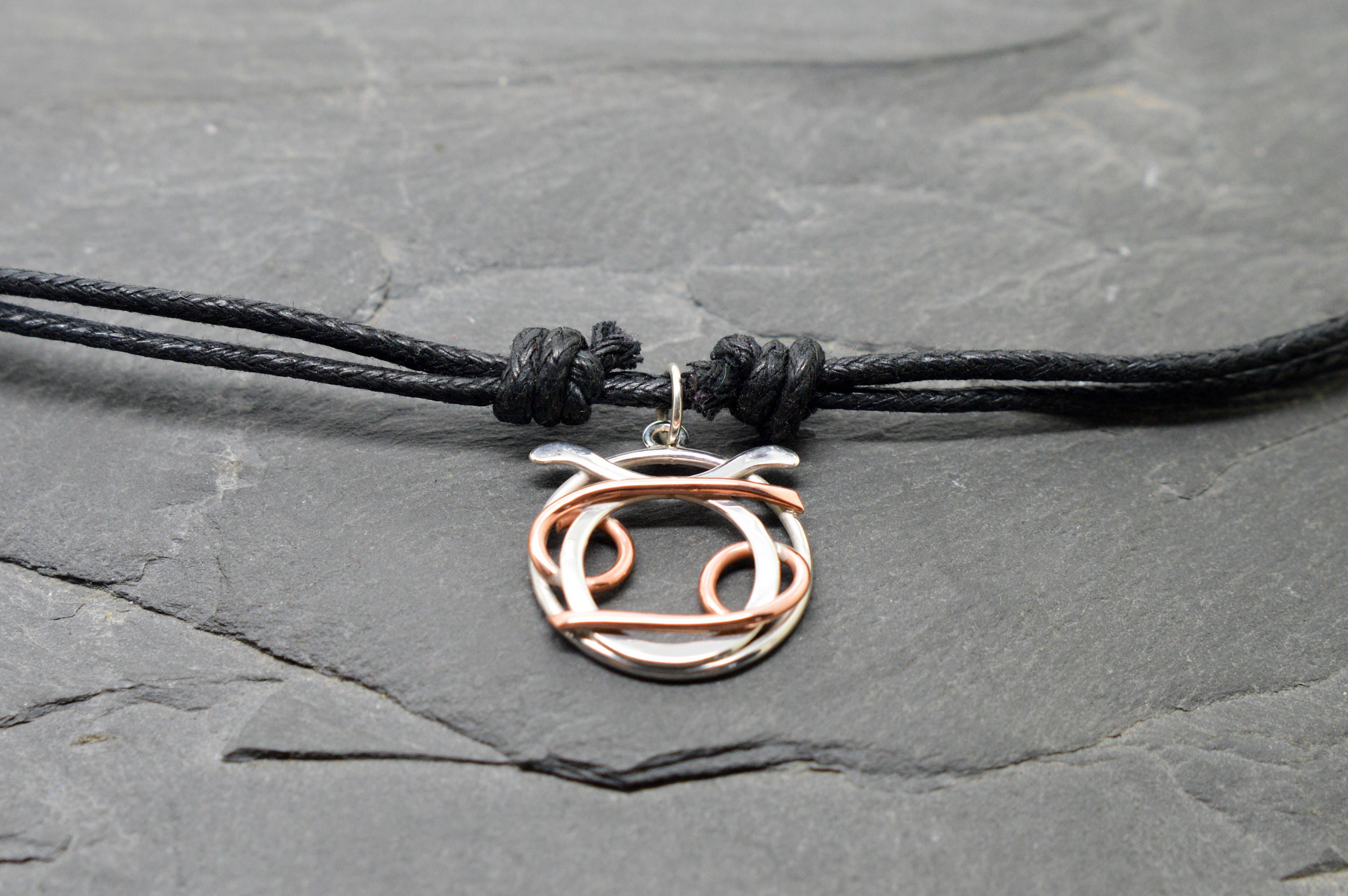 Taurus Cancer Necklace Sterling Silver and Polished Copper Combined ...