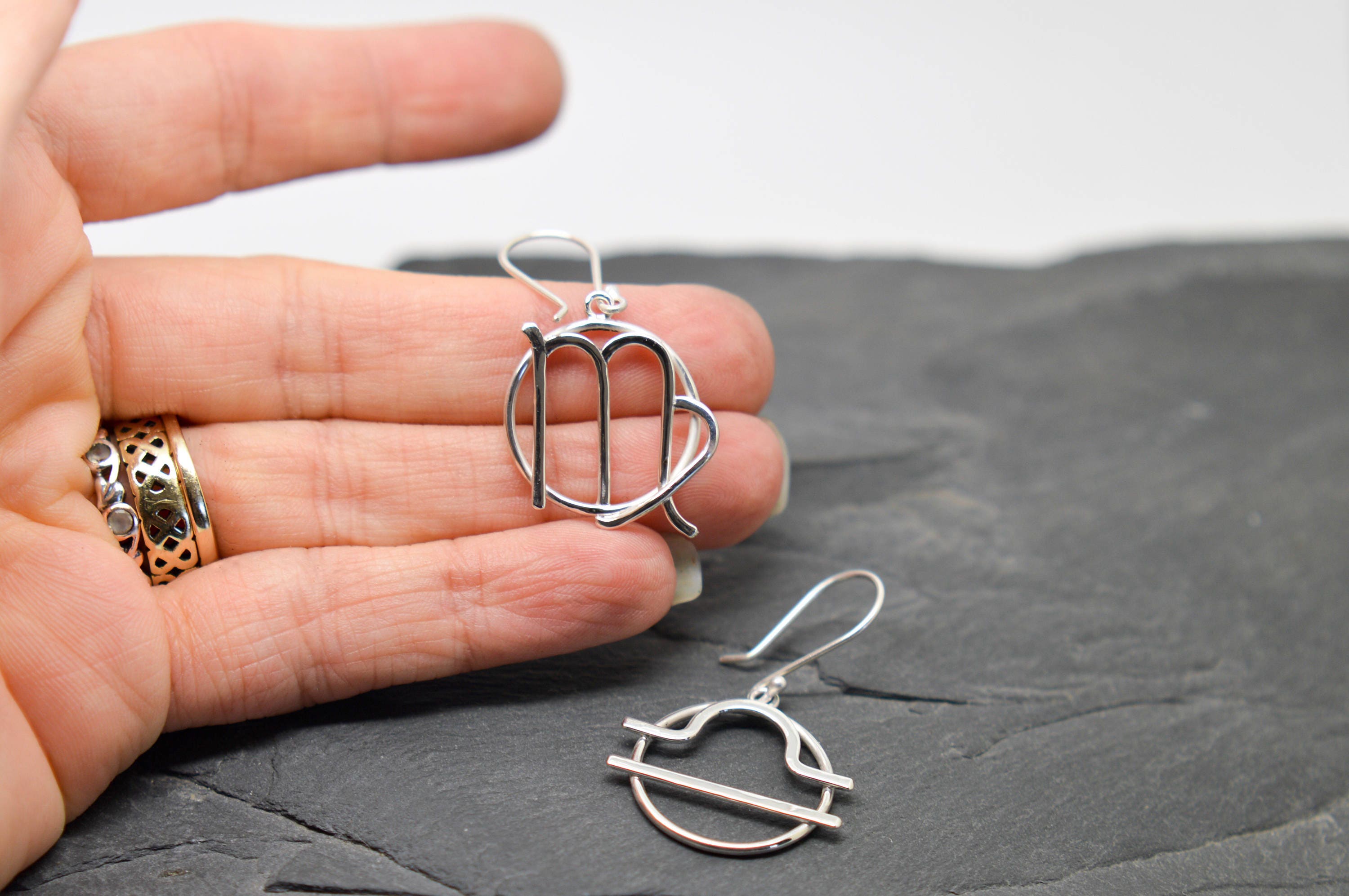 Libra Scorpio cusp earrings in sterling silver zodiacs | Etsy