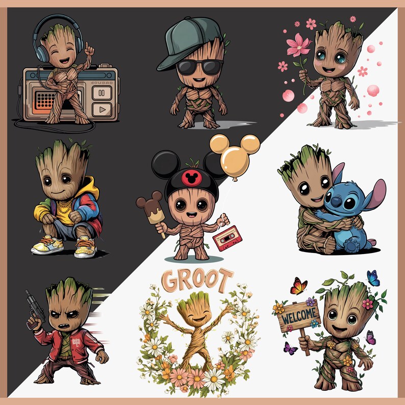 Groot PNG Clipart Bundle Digital Set - Etsy