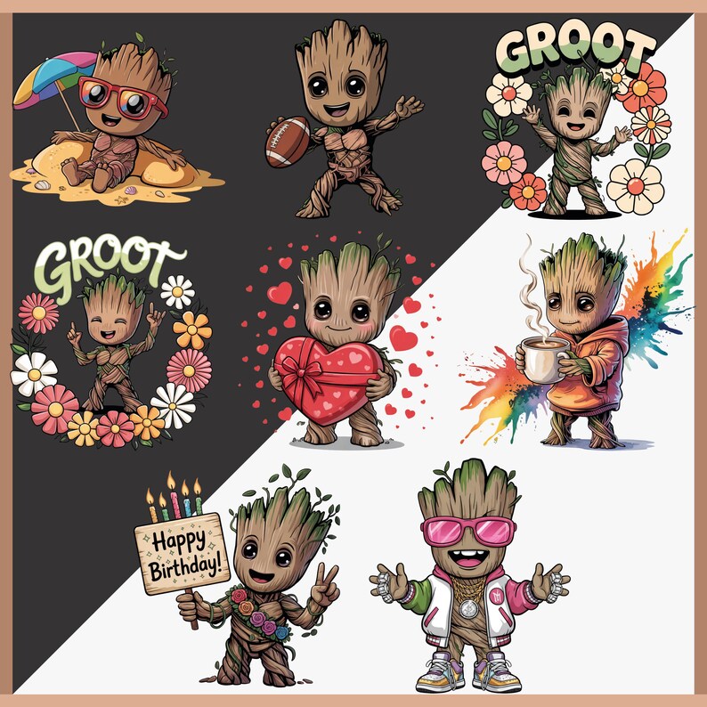 Groot PNG Clipart Bundle Digital Set - Etsy