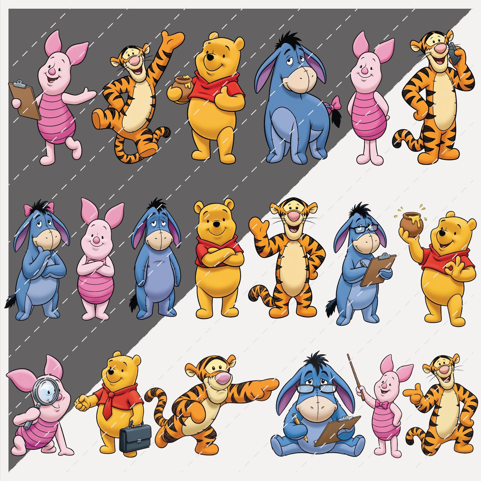 Winnie the Pooh Friends PNG Clipart Bundle Character Set - Etsy