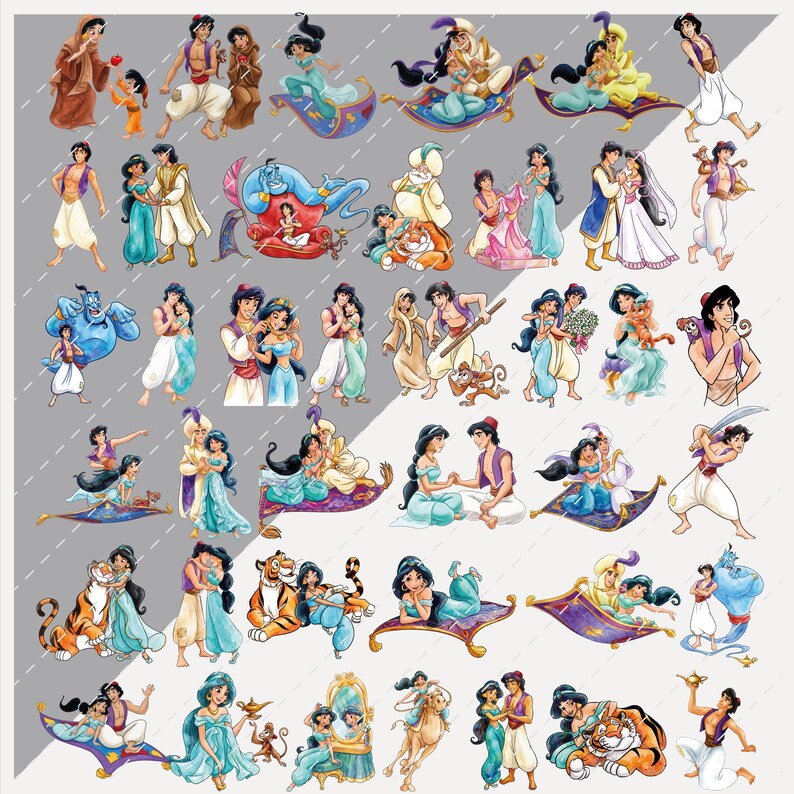 Jasmine Princess Watercolor PNG Clipart Bundle Collection - Etsy